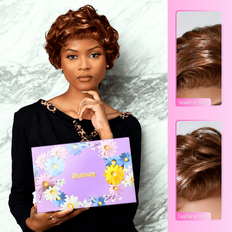 Zestwig13x4 frontal Lace pixie WigHuman Hair Wigs Glueless 6 inch Wigs ...