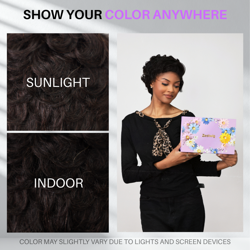 Zestwig Machine Made pixie WigHuman Hair Wigs Glueless 6 inch Wigs ...